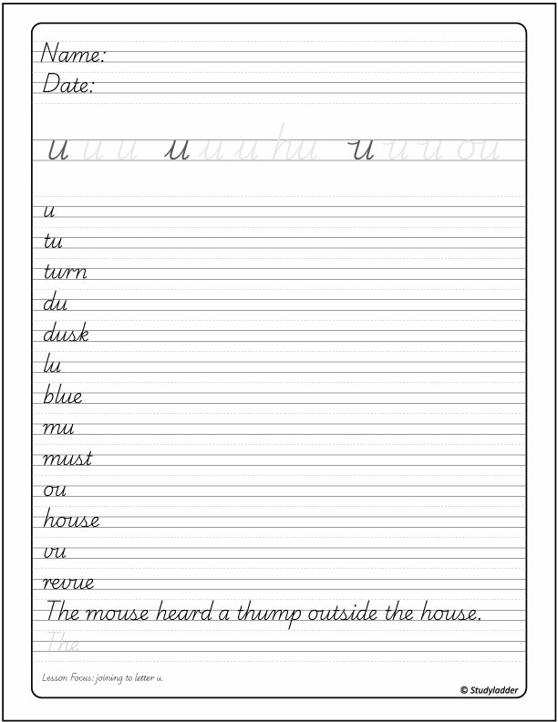 Joining to letter u (Qld) - Studyladder Interactive Learning Games