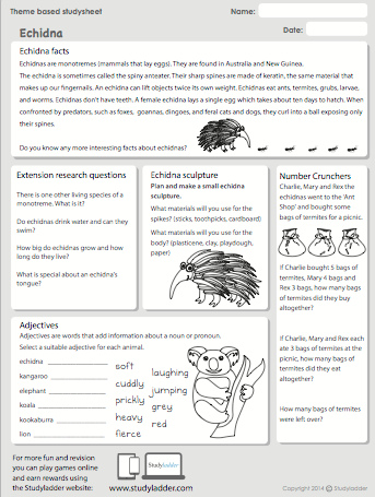 Echidnas - Studyladder Interactive Learning Games
