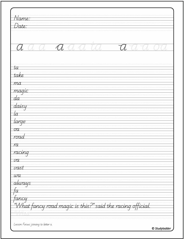 Joining to letter a (NSW, ACT) - Studyladder Interactive Learning Games