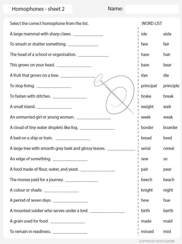 Homophones 2 - Studyladder Interactive Learning Games