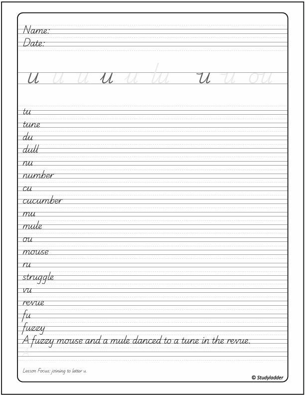 Joining to Letter u - Studyladder Interactive Learning Games