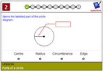 Parts of a circle, Mathematics skills online, interactive activity lessons