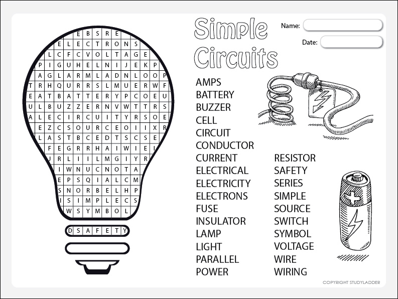 Simple Circuits Word Search Studyladder Interactive Learning Games