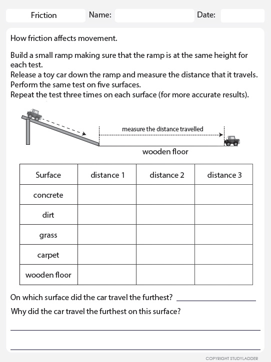 Friction Worksheet Physical Science Friction Worksheet Physical Science