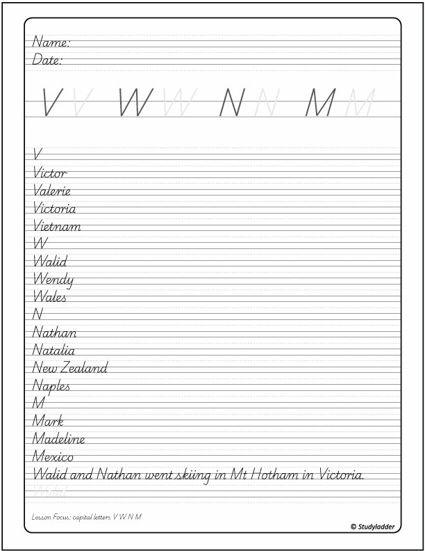 Capital Letters V W N M (Qld) - Studyladder Interactive Learning Games