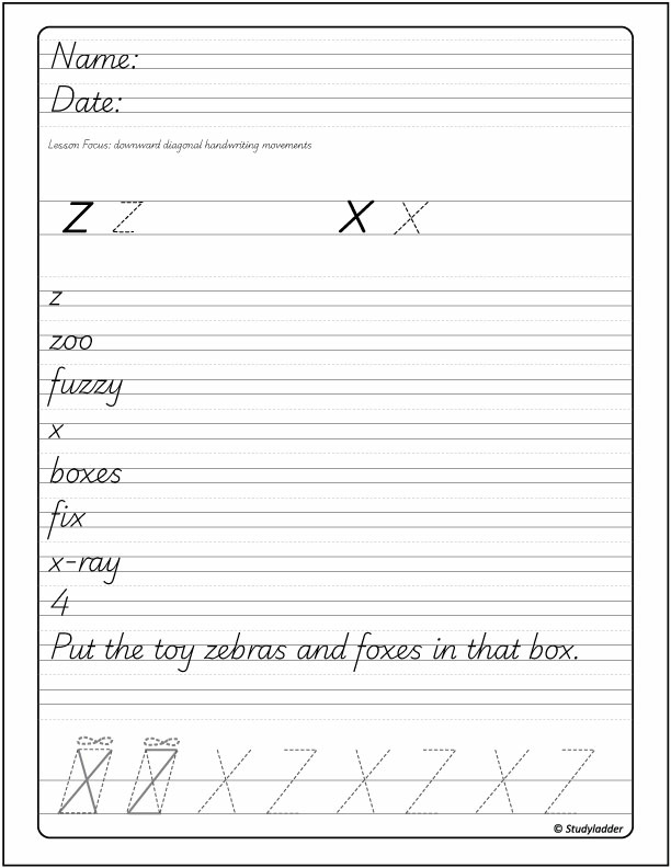 Letters x and z: using joins (SA) - Studyladder Interactive Learning Games