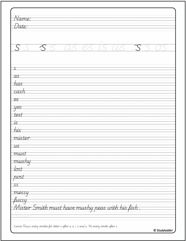 Joining to Letter s (Vic, WA, NT) - Studyladder Interactive Learning Games