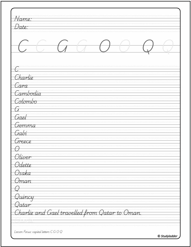 Capital Letters C G O Q (Vic, WA, NT) - Studyladder Interactive Learning Games