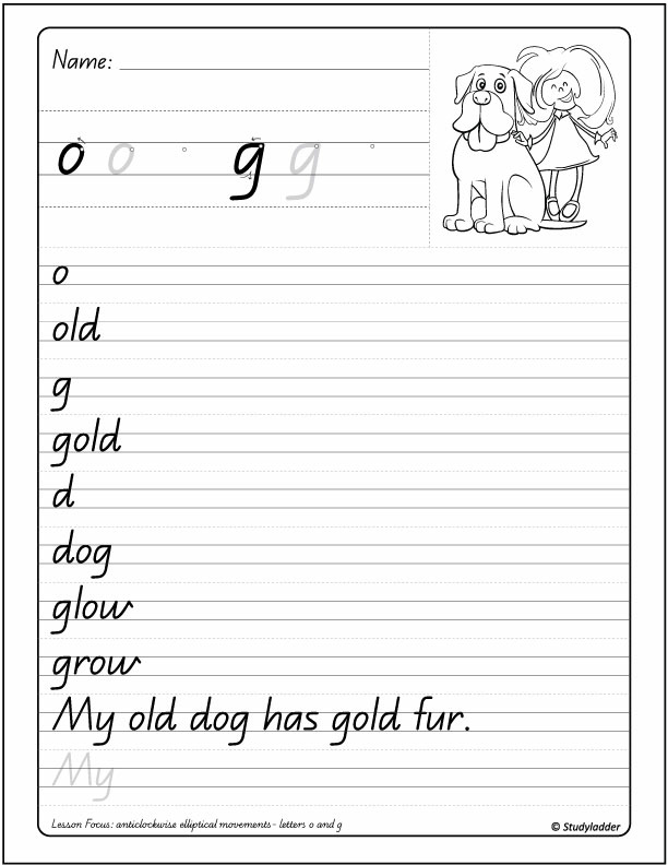 Anticlockwise Letters: o and g (Qld) - Studyladder Interactive Learning Games