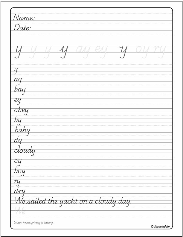 Joining to letter y (Qld) - Studyladder Interactive Learning Games