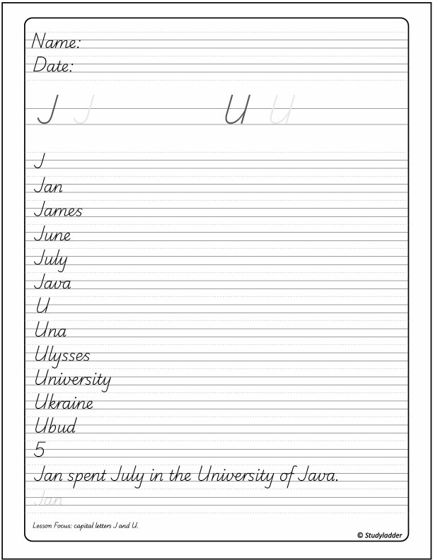 Letters J and U (NSW, ACT) - Studyladder Interactive Learning Games