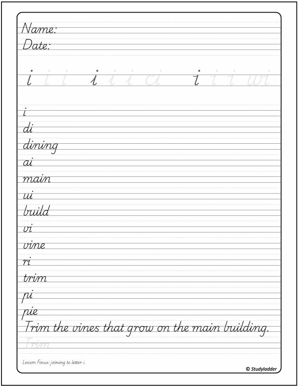 Joining to letter i (Vic, WA, NT) - Studyladder Interactive Learning Games