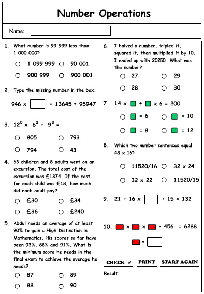 Number Operations 3 Extension - Studyladder Interactive Learning Games