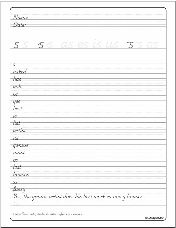 Joining to letter s (Vic_WA_NT) - Studyladder Interactive Learning Games