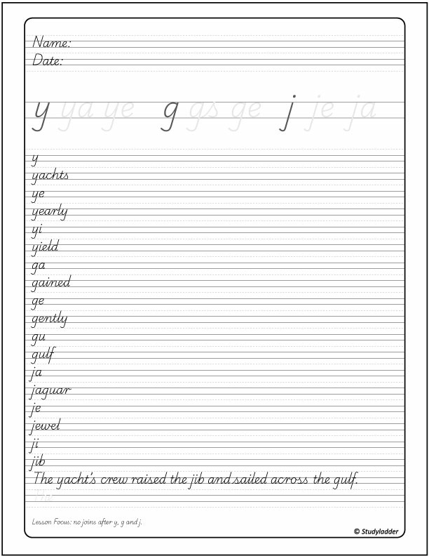 Letters y, g, j (Qld) - Studyladder Interactive Learning Games