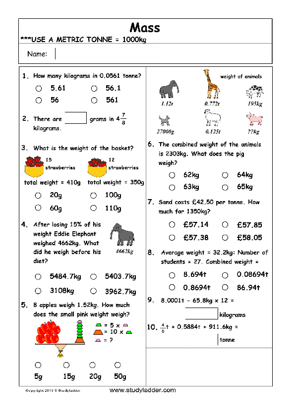 Mass Extension - Studyladder Interactive Learning Games