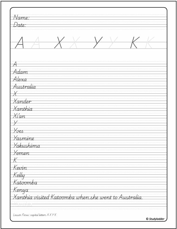 Capital letters A K Y X (Qld) - Studyladder Interactive Learning Games