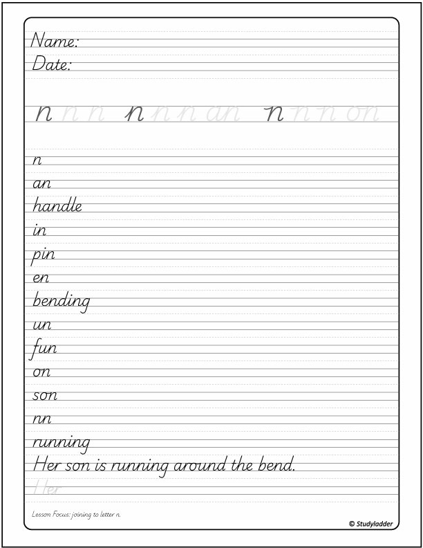 Joining to letter n (Tas) - Studyladder Interactive Learning Games