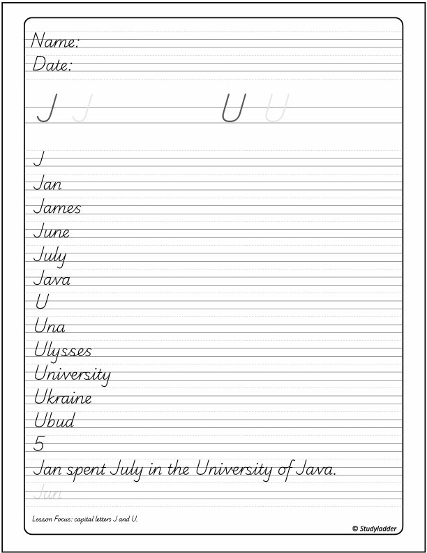 Letters J and U (SA) - Studyladder Interactive Learning Games