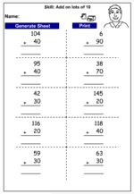 Drill - Add single digit numbers to numbers up to 100, Mathematics ...