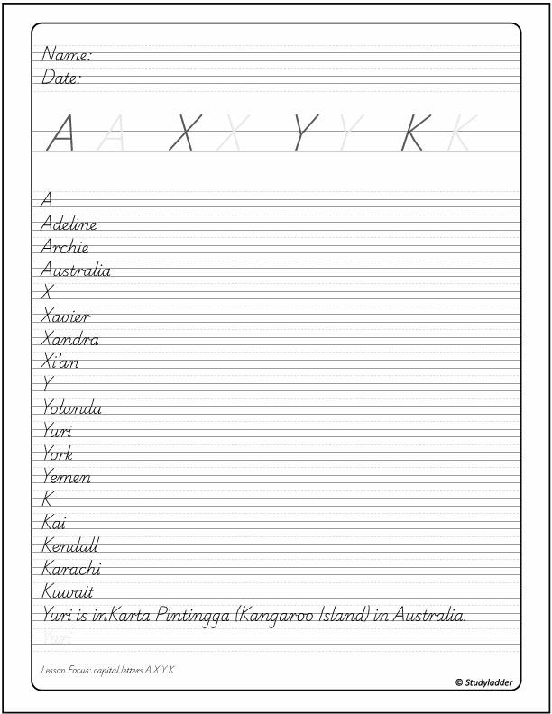 Capital Letters A Y X K (Vic, WA, NT) - Studyladder Interactive Learning Games